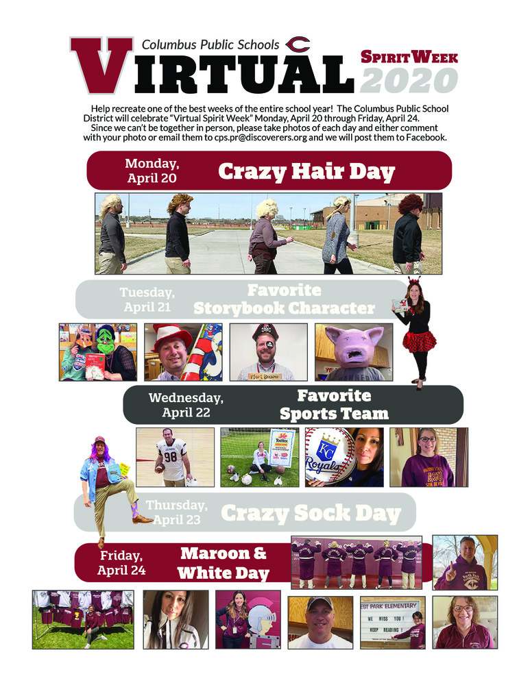 Virtual Spirit Week is April 20th-24th | Columbus Middle School